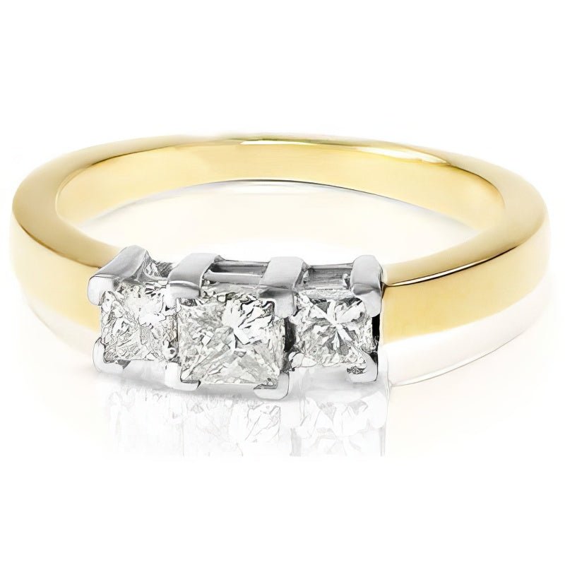 Princess Cut Natural Diamonds in 14KT, 18KT & Platinum - Three Stone ...